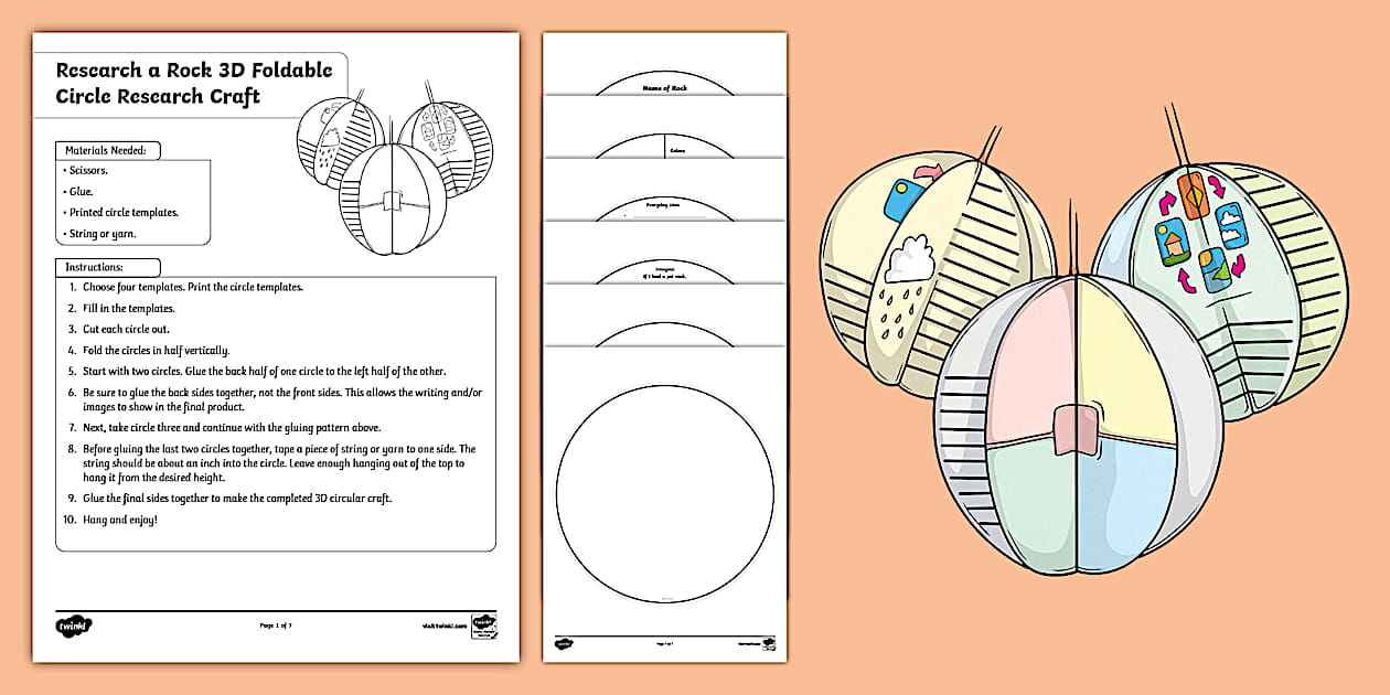 Research a Rock 3D Foldable Circle Research Craft - Twinkl
