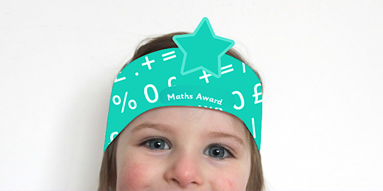 Black and White Maths Award Headband (teacher made) - Twinkl