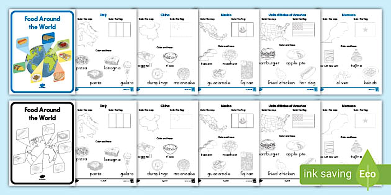 Editable Food Around the World Activity Booklet for K-2nd Grade