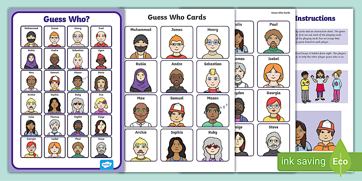 Guess Who? Game - Physical Descriptions - Indonesian