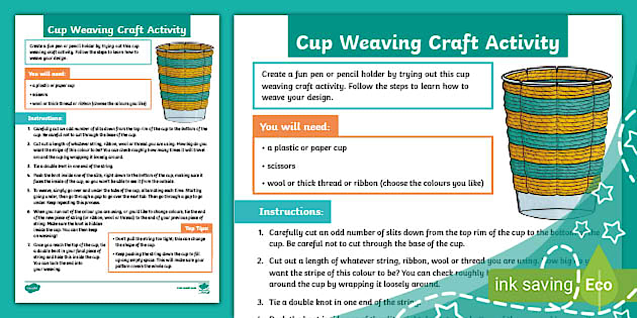 Cup Weaving Craft Activity (Hecho por educadores) - Twinkl
