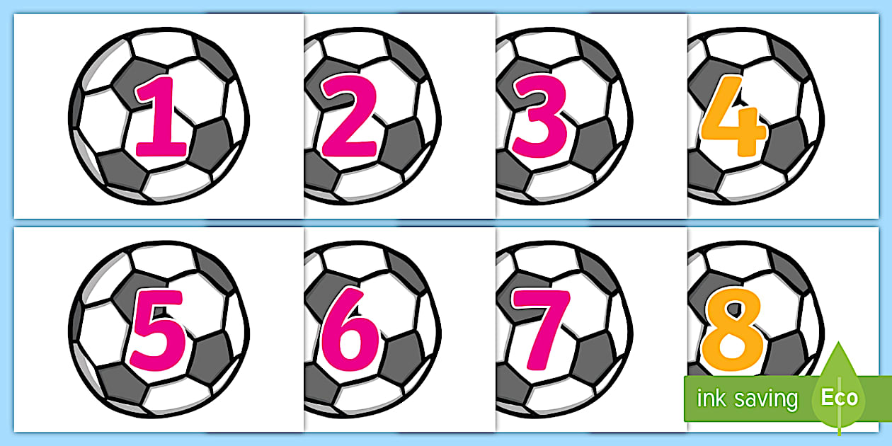 Counting in 4s up to 50 on Footballs Display - Twinkl