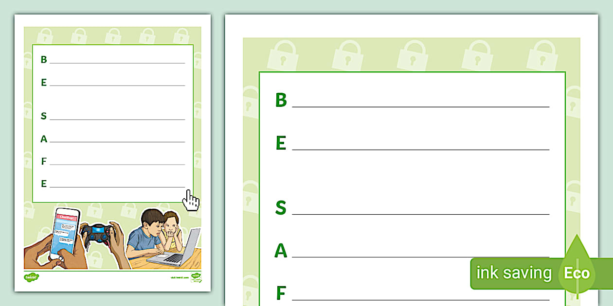 Be Safe Online Acrostic Poem Template, Online Safety