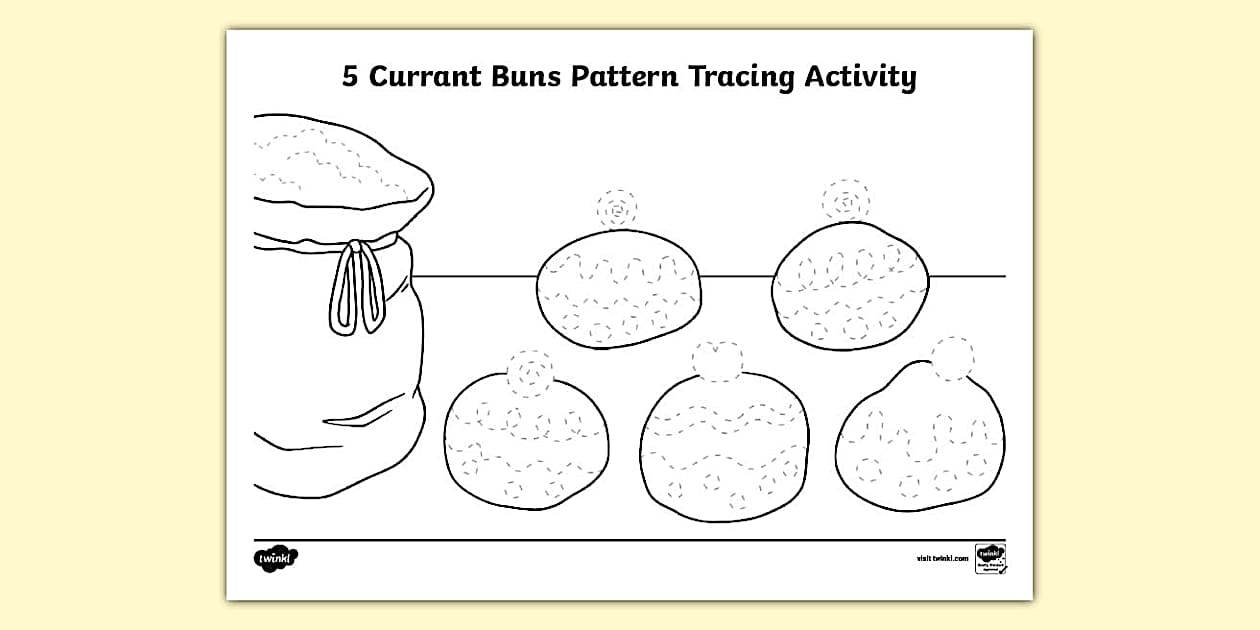 5 Currant Buns Pattern Tracing Activity (teacher made)