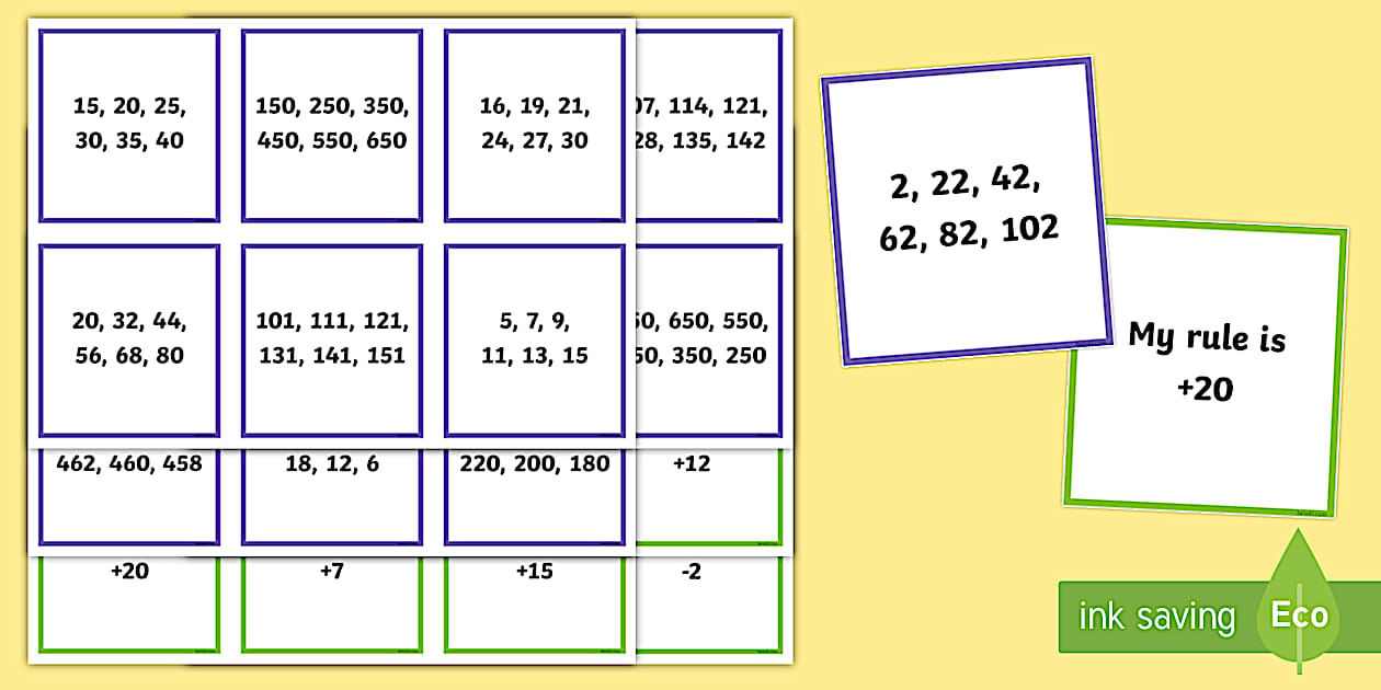 Number Pattern Rule Matching Cards (teacher made) - Twinkl