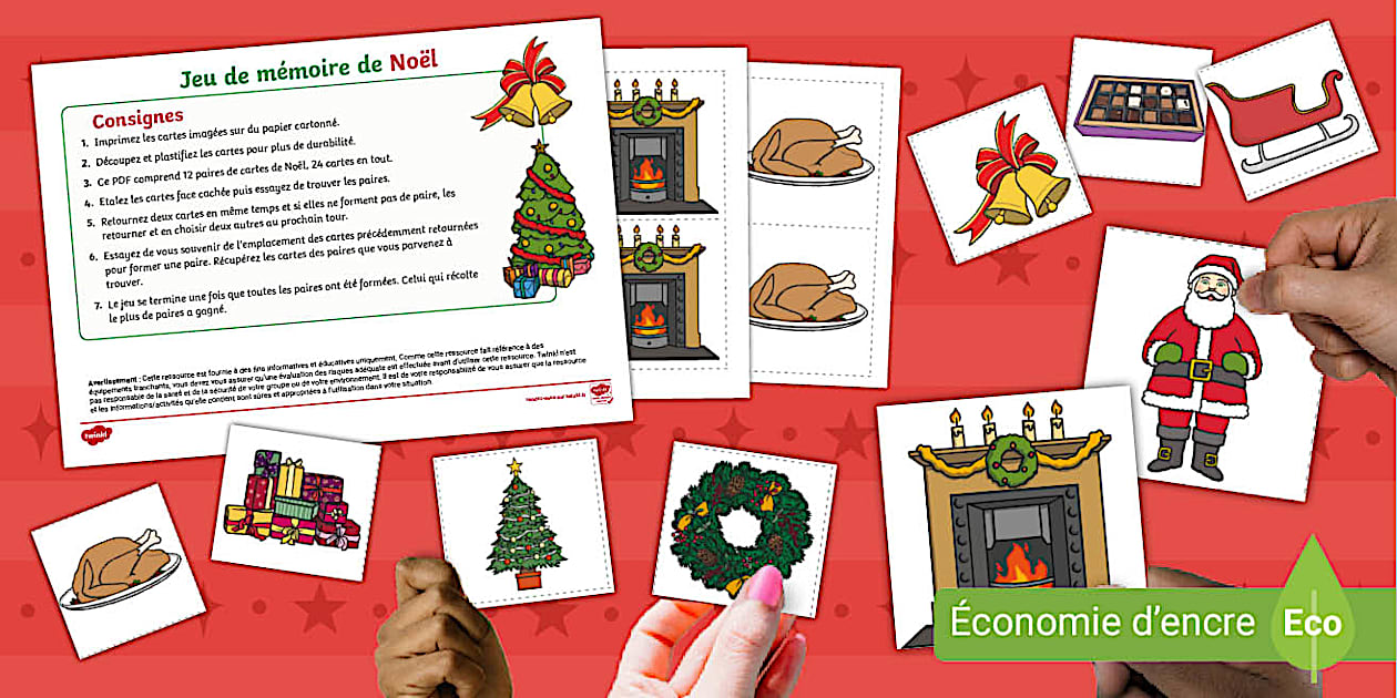 Jeu de mémoire de Noël (teacher made) - Twinkl