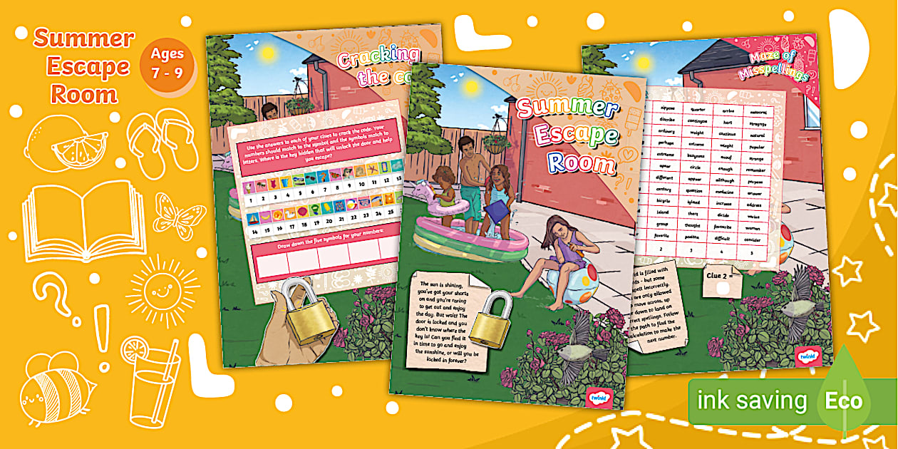 Summer Escape Room Activity (Ages 7 - 9) (Teacher-Made)