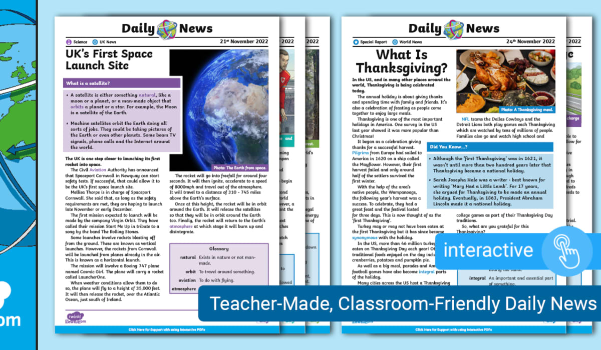 Weekly Comprehension Pack - 25th November 2022 - Twinkl NewsRoom