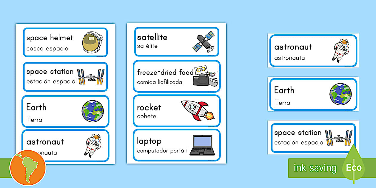 Editable Space Station Role Play Labels US English/Spanish (Latin ...