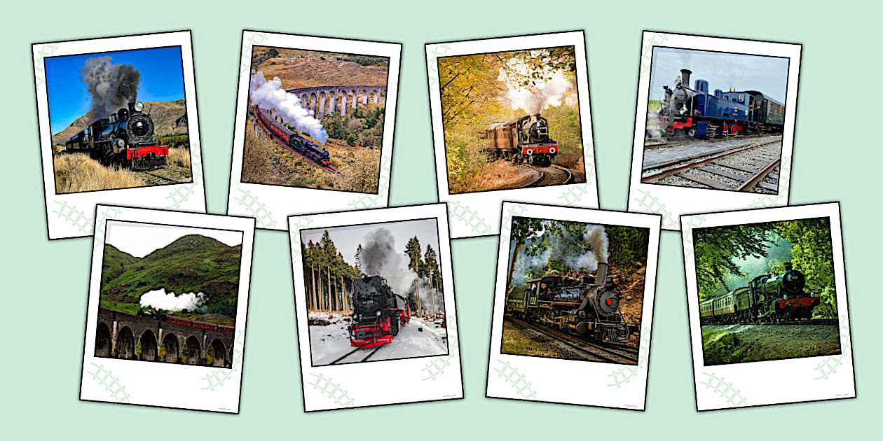 Steam Trains Instant Photo Style Display Images - Twinkl