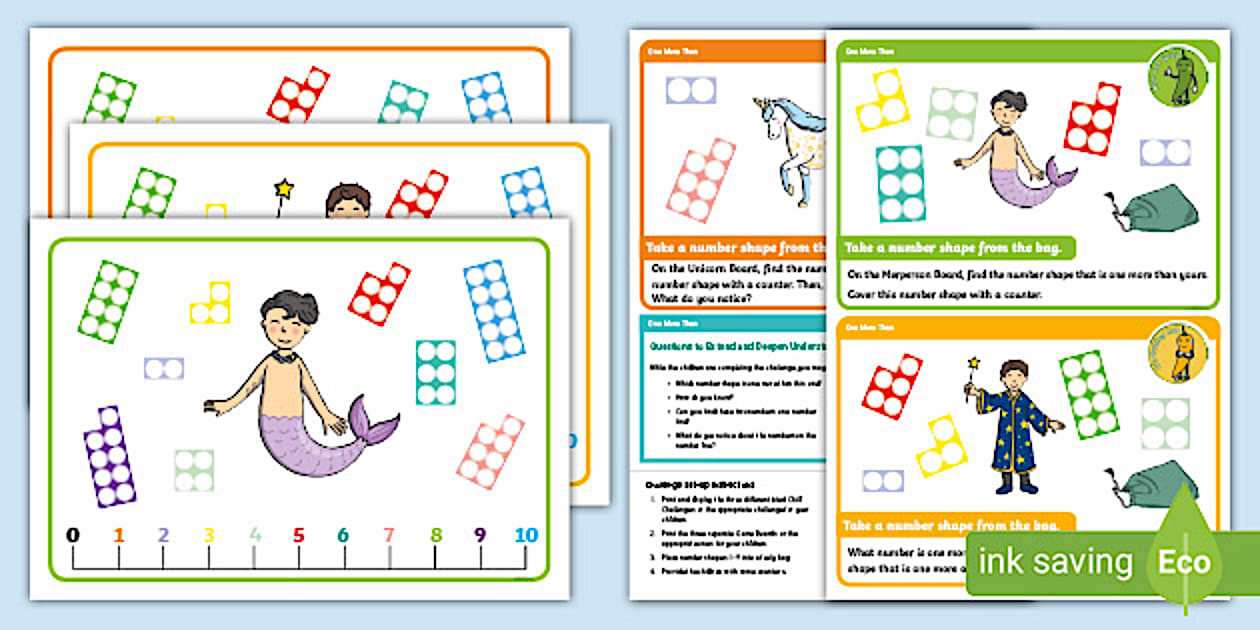 EYFS Maths One More Than Chilli Challenges: Fantasy Characters Number Shape