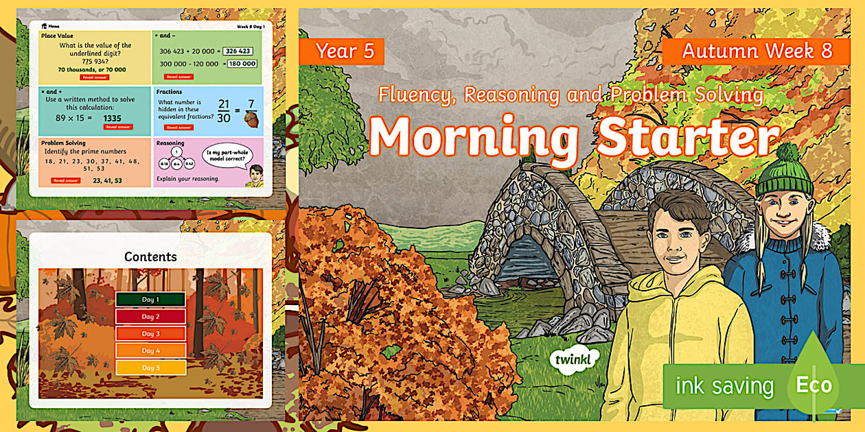 KS2 Maths Week | Autumn Morning Starter PowerPoint - Twinkl