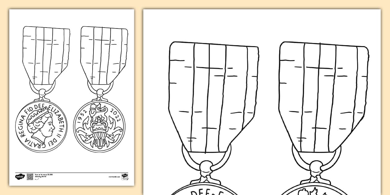 Platinum Jubilee Medal Colouring Page (teacher made)