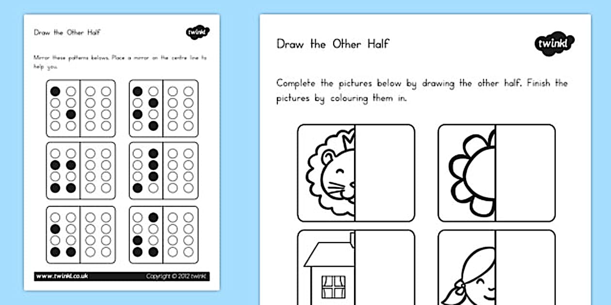 Draw the Other Half Worksheet (teacher made) - Twinkl