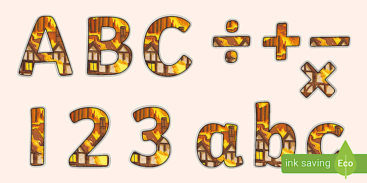 The Great Fire of London Themed Display Lettering-the great fire of london,