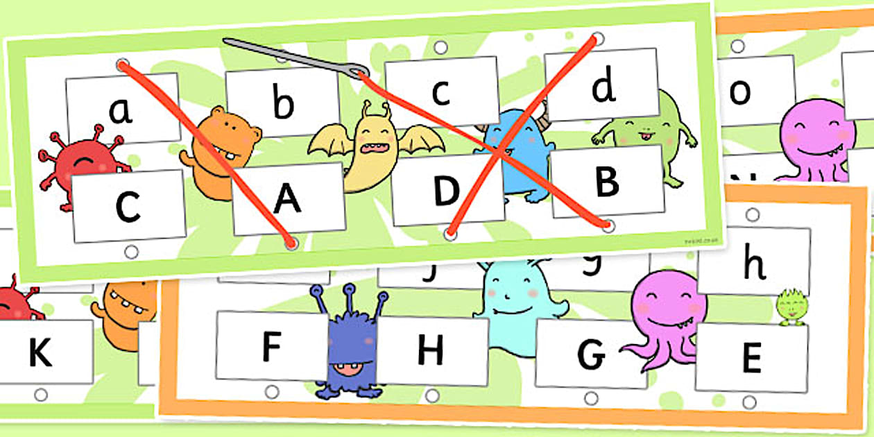 Upper and Lowercase Letter Matching Threading Cards - threading