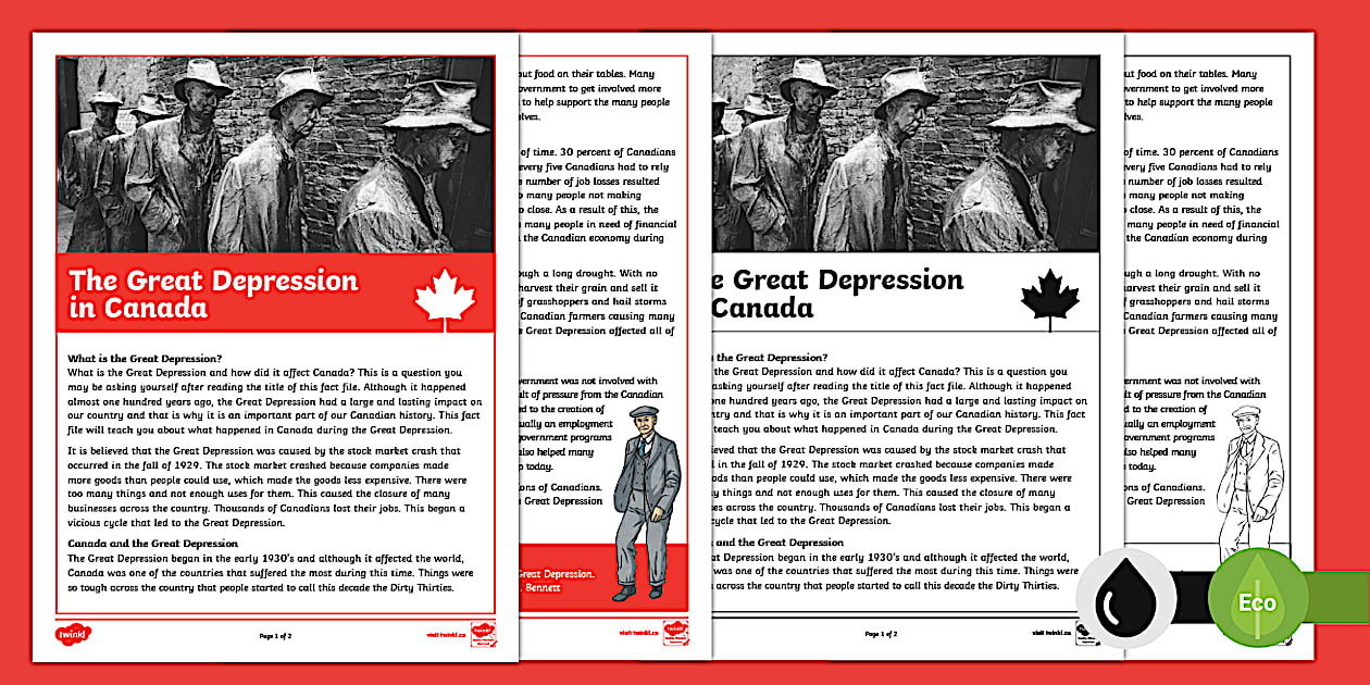 The Great Depression in Canada Fact File | Twinkl CA