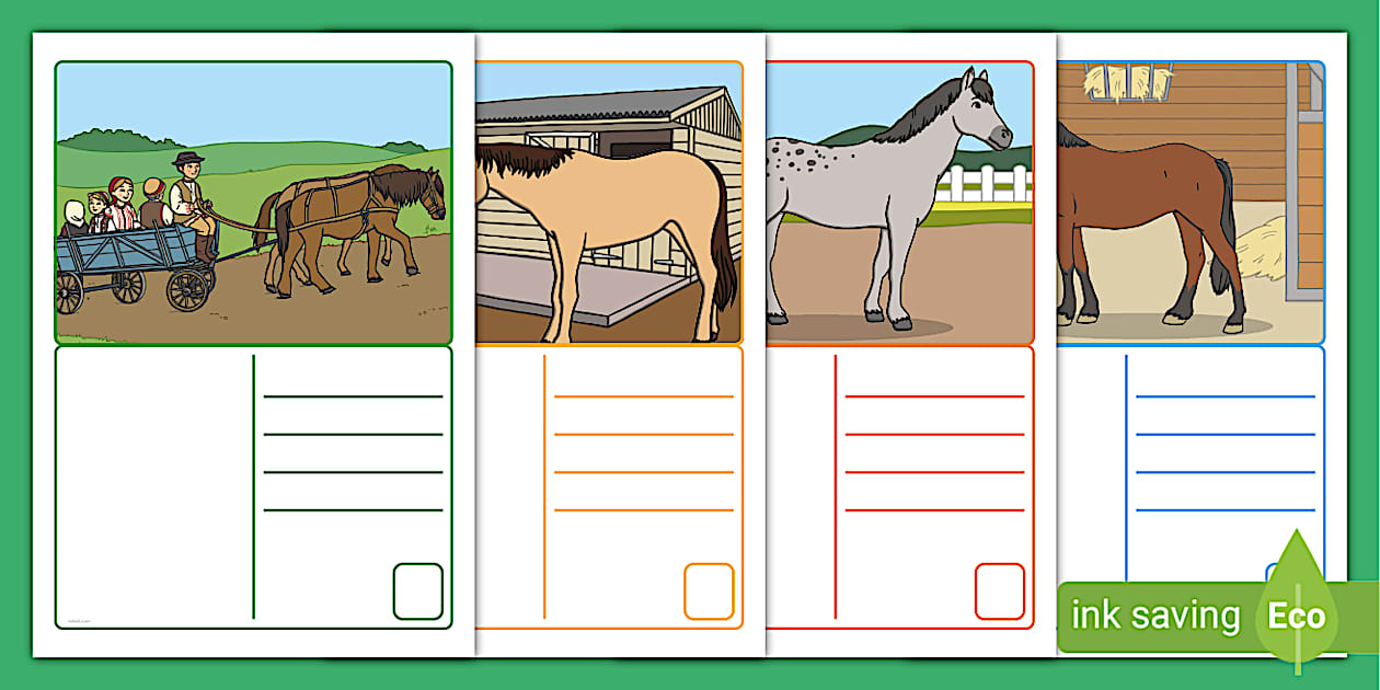Horse Postcards| Twinkl Writing Resource| Postcards| Gifts.