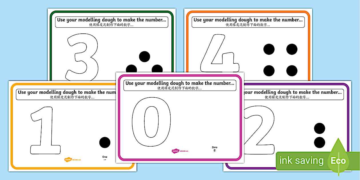 👉 Modelling Dough Number Mats (1-10) - English/Mandarin Chinese