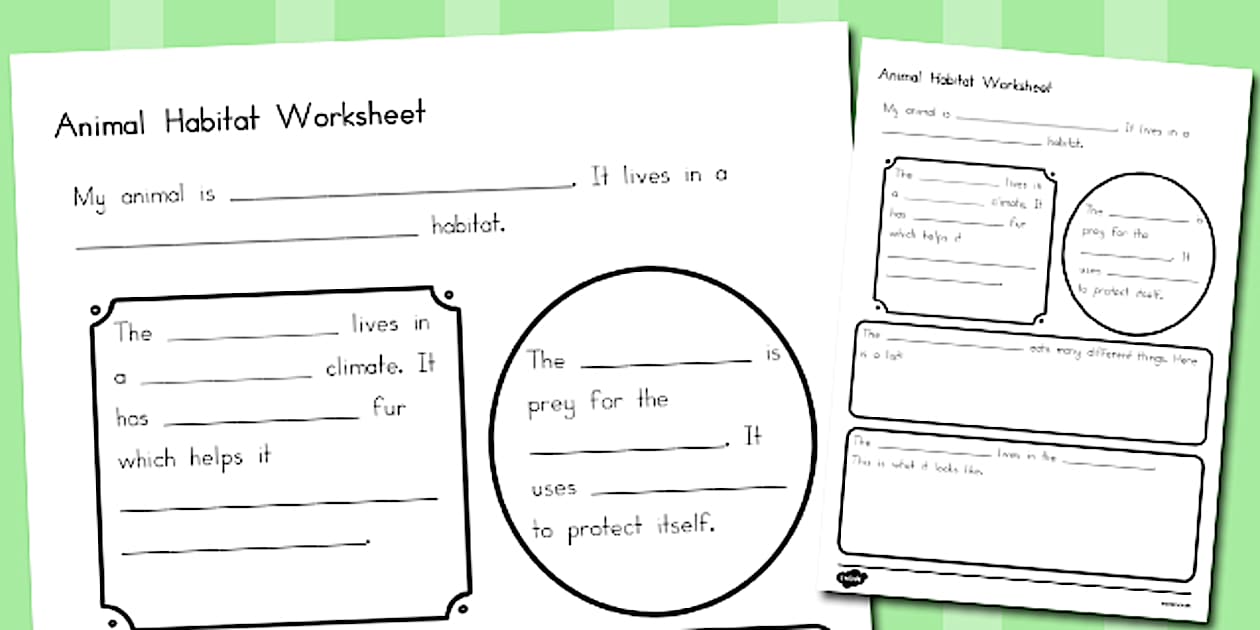 Animal Habitat Worksheet (teacher made) - Twinkl