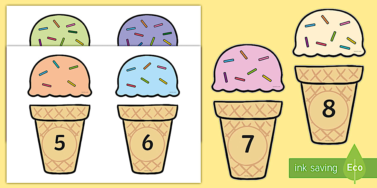 Ice Cream and Sprinkles Number Matching Activity - Twinkl