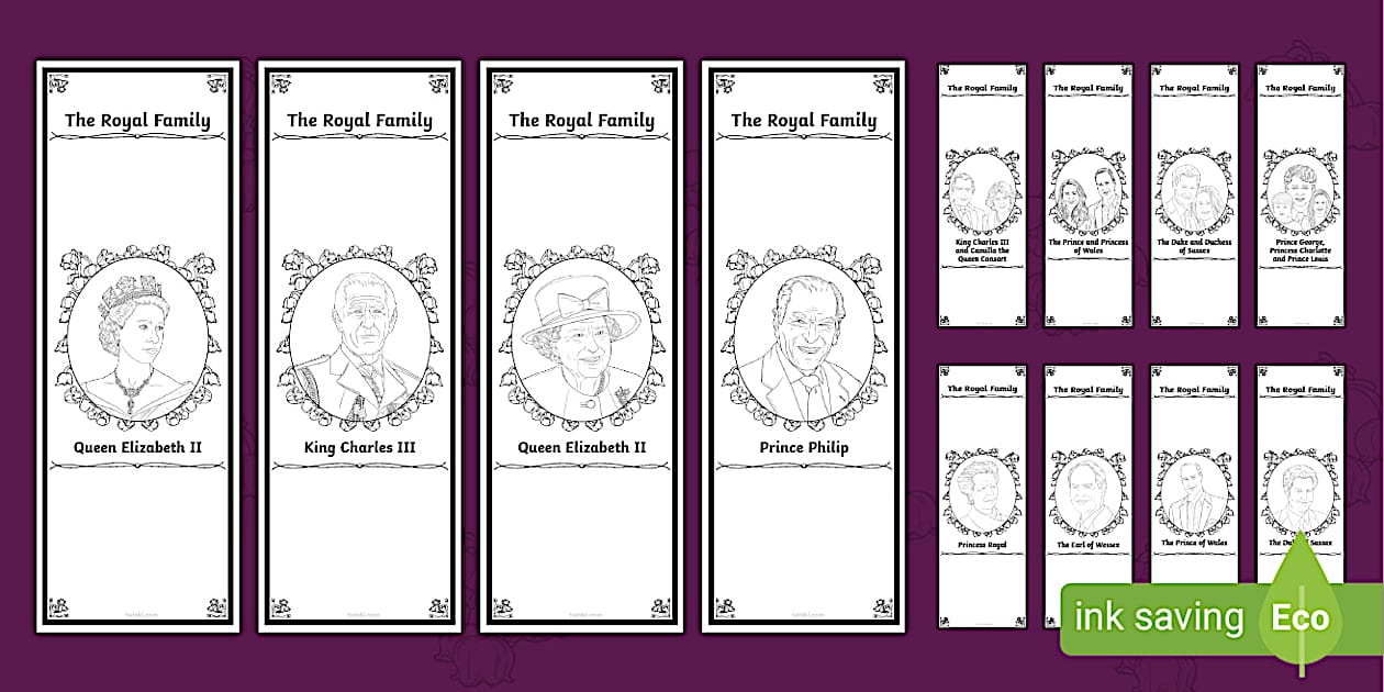 The Royal Family Bookmarks to Colour - Display Bookmarks