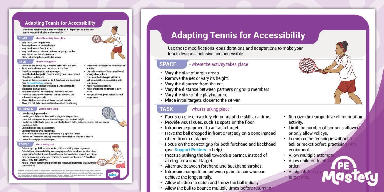 PE Mastery: Adapting Tennis for Accessibility Adult Guidance