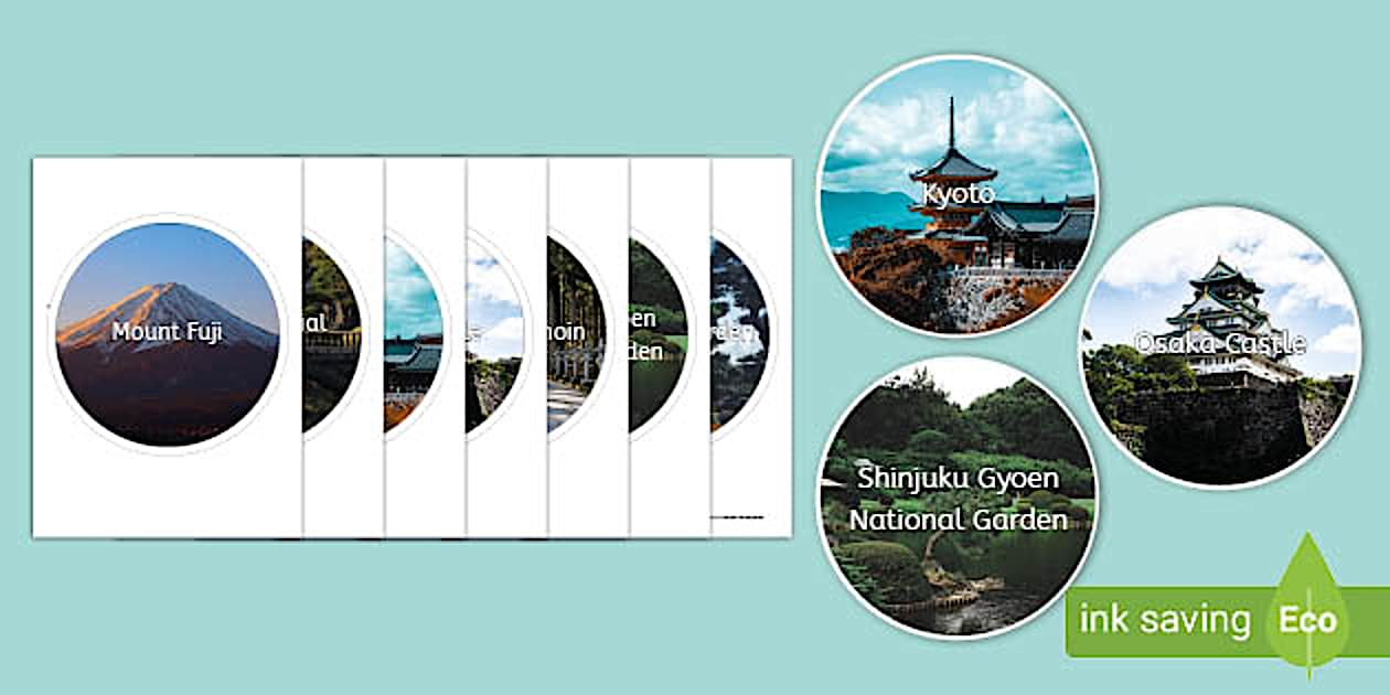 Japan Tourist Attractions Circle Photo Cut-Outs - Twinkl