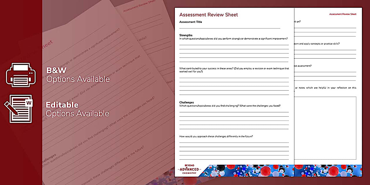 A Level Chemistry: Assessment Review Sheet - Twinkl