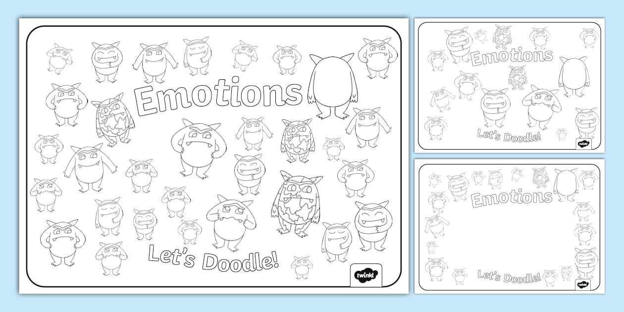 Emotions Doodle Colouring Pages - Twinkl - KS1 - Twinkl