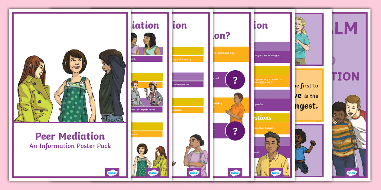 Black and White Peer Mediation Poster Pack (Teacher-Made)