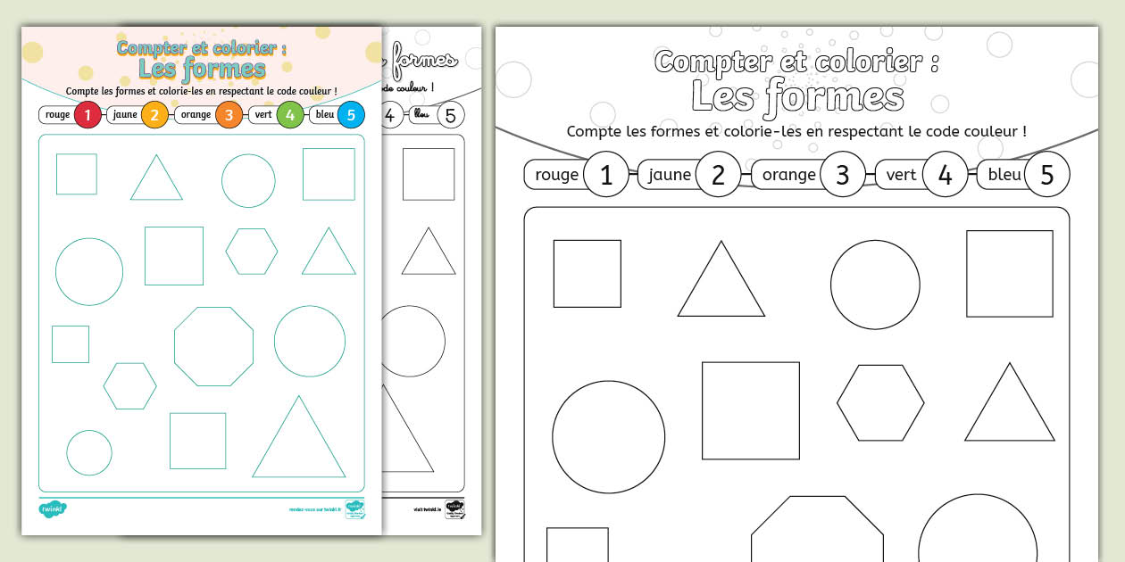 Compter et colorier : Les formes - Twinkl