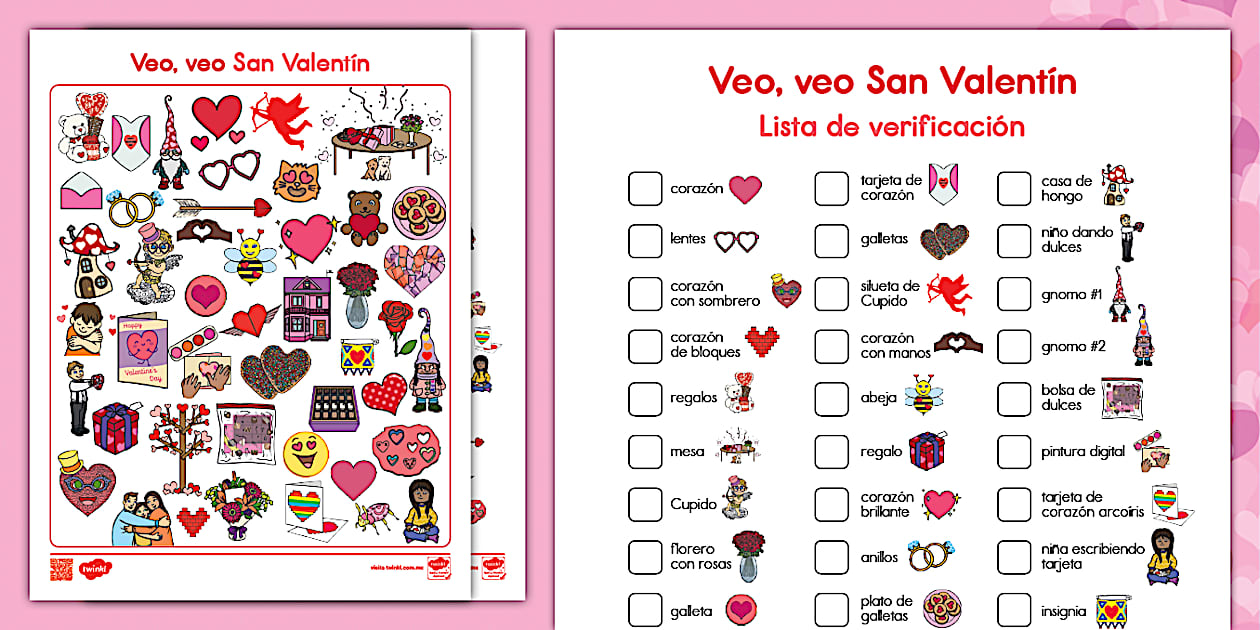 San Valentín - veo veo (Teacher-Made) - Twinkl