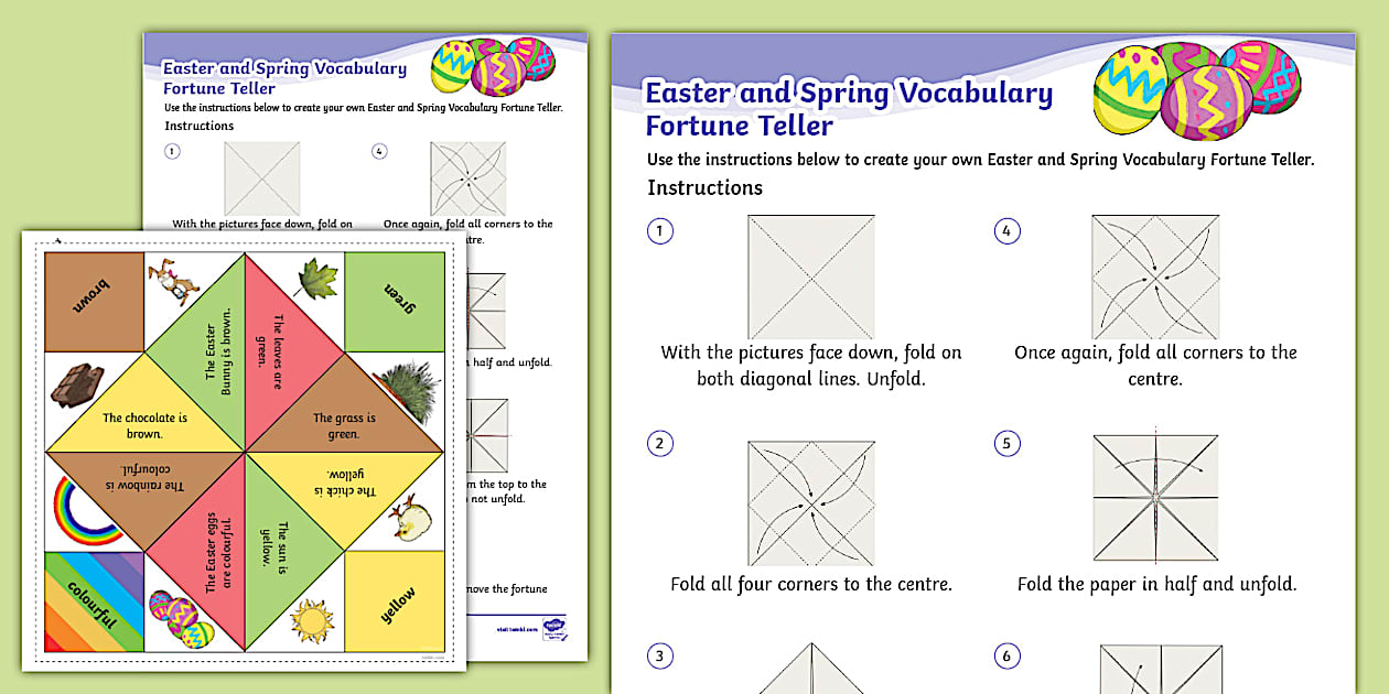 Easter and Spring Vocabulary Fortune Teller - KS2 - Twinkl