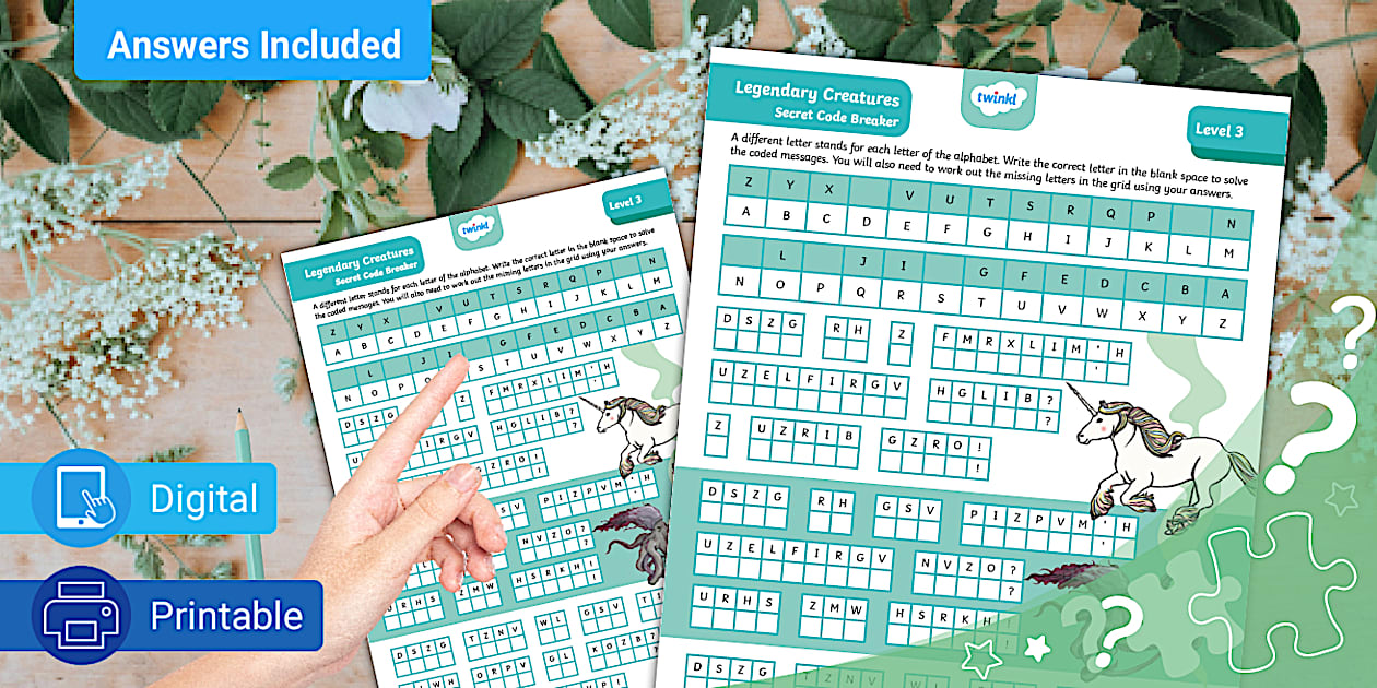 Legendary Creatures Secret Code Breaker - L3 (teacher made)