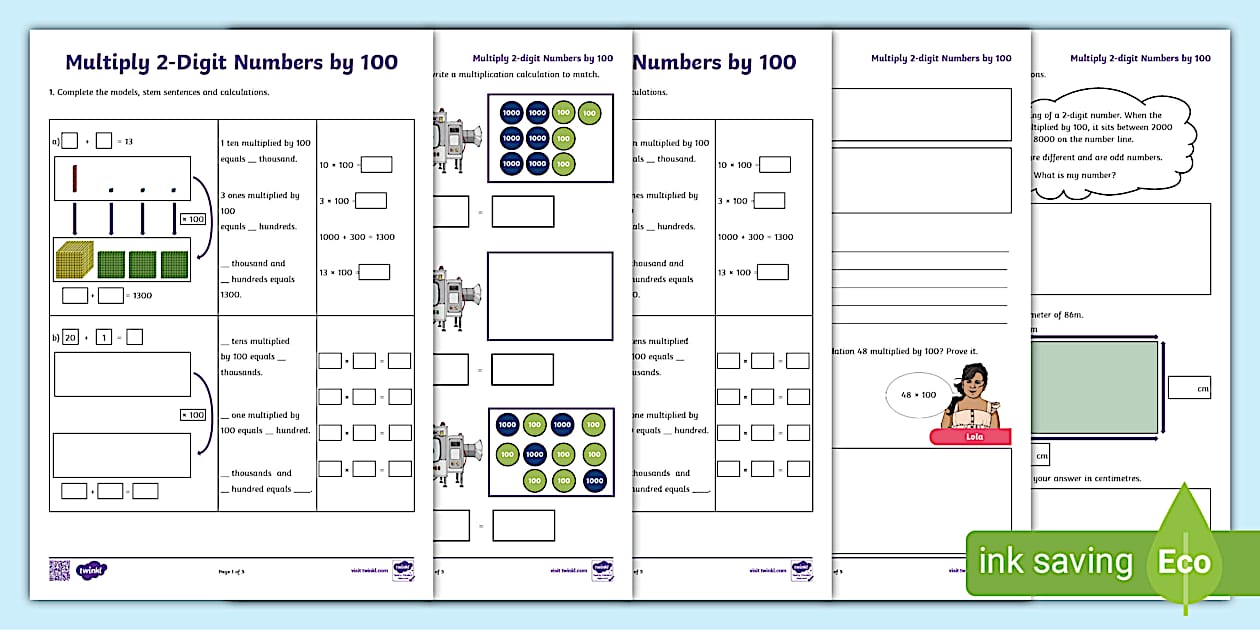 👉 Multiply 2-digit Numbers by 100 Mastery Activity Sheets