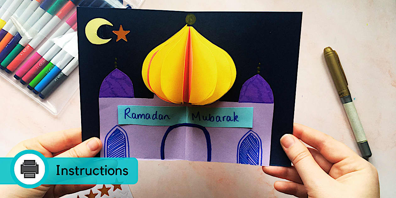Ramadan Card | Pop-Up Card Craft (teacher made) - Twinkl