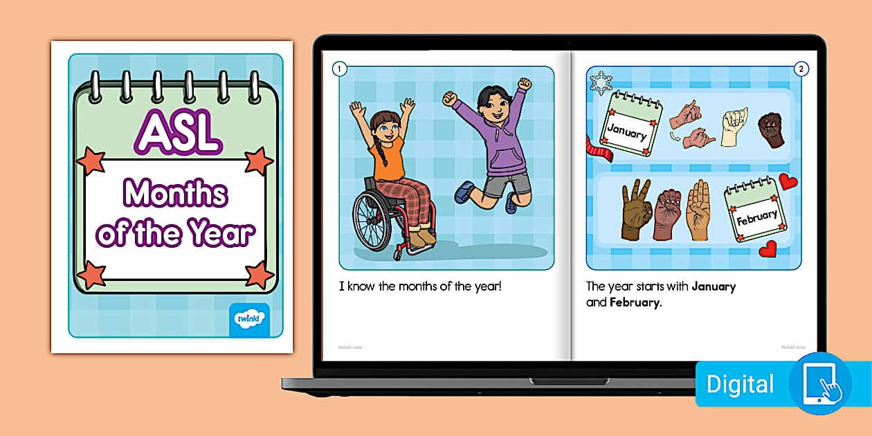 ASL Months of the Year Emergent Reader eBook - Twinkl