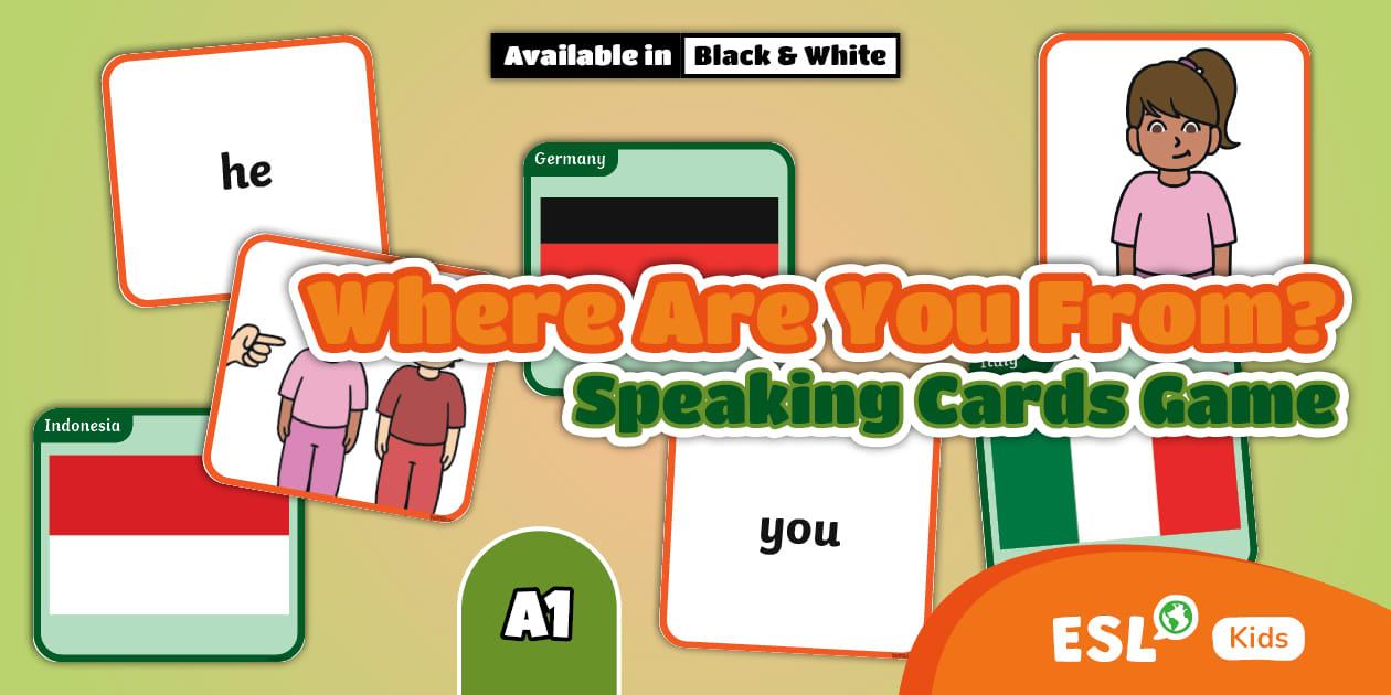 ESL Where Are You From? Speaking Cards Game [Kids, A1]