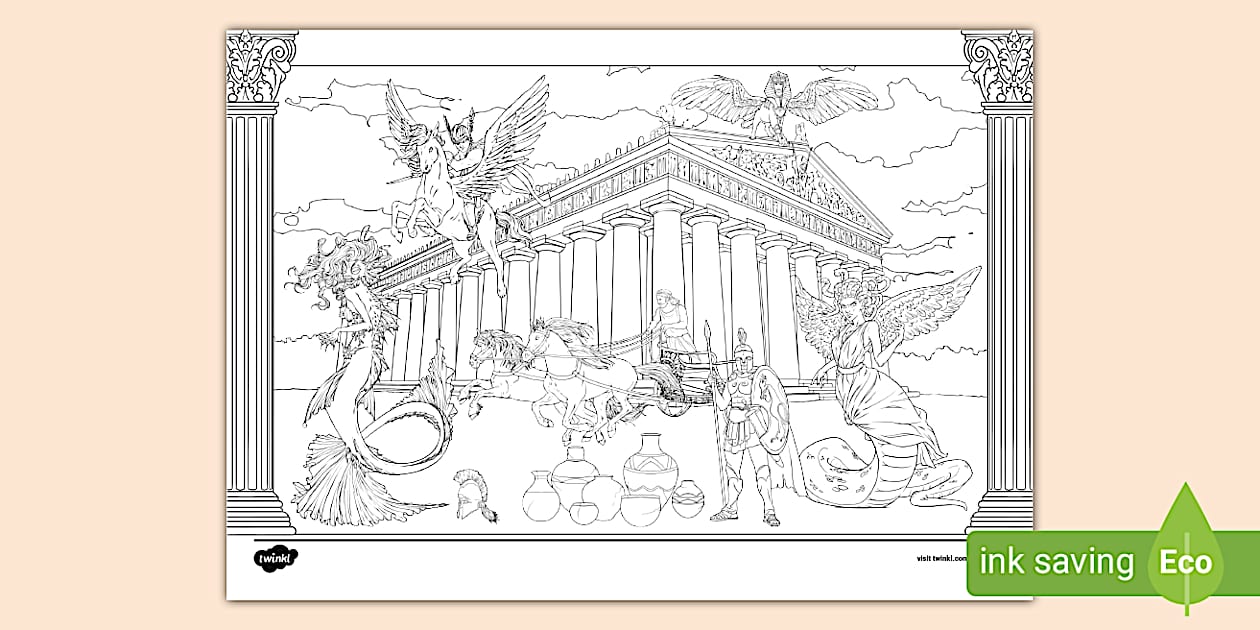 Ancient Greece Montage Colouring Page (teacher made)