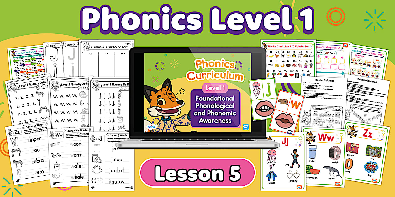 Phonics Curriculum Level 1Phonemic Awareness Lesson 5 Pack