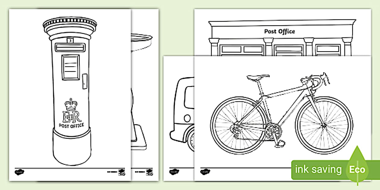 The Post Office Colouring Pages (teacher made) - Twinkl