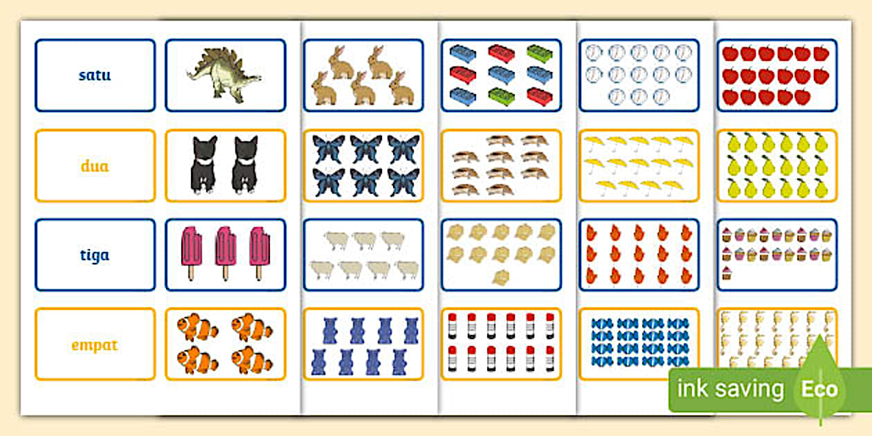 Counting Matching Puzzle 1-20 Indonesian - Twinkl