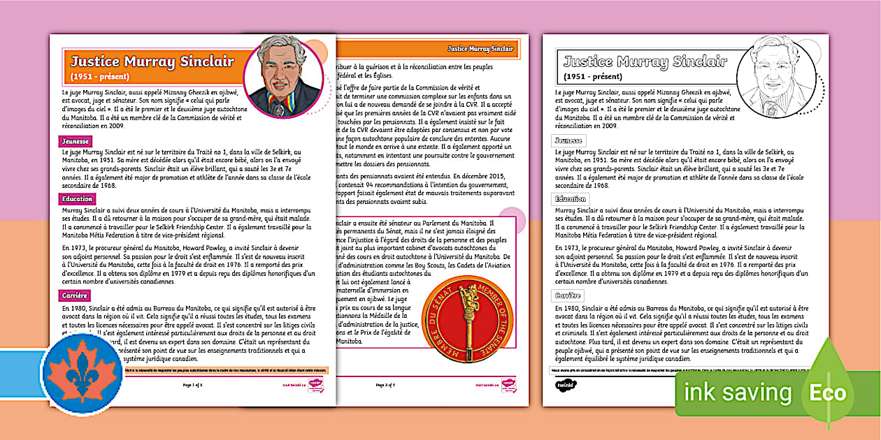 Justice Murray Sinclair Reading Comprehension French