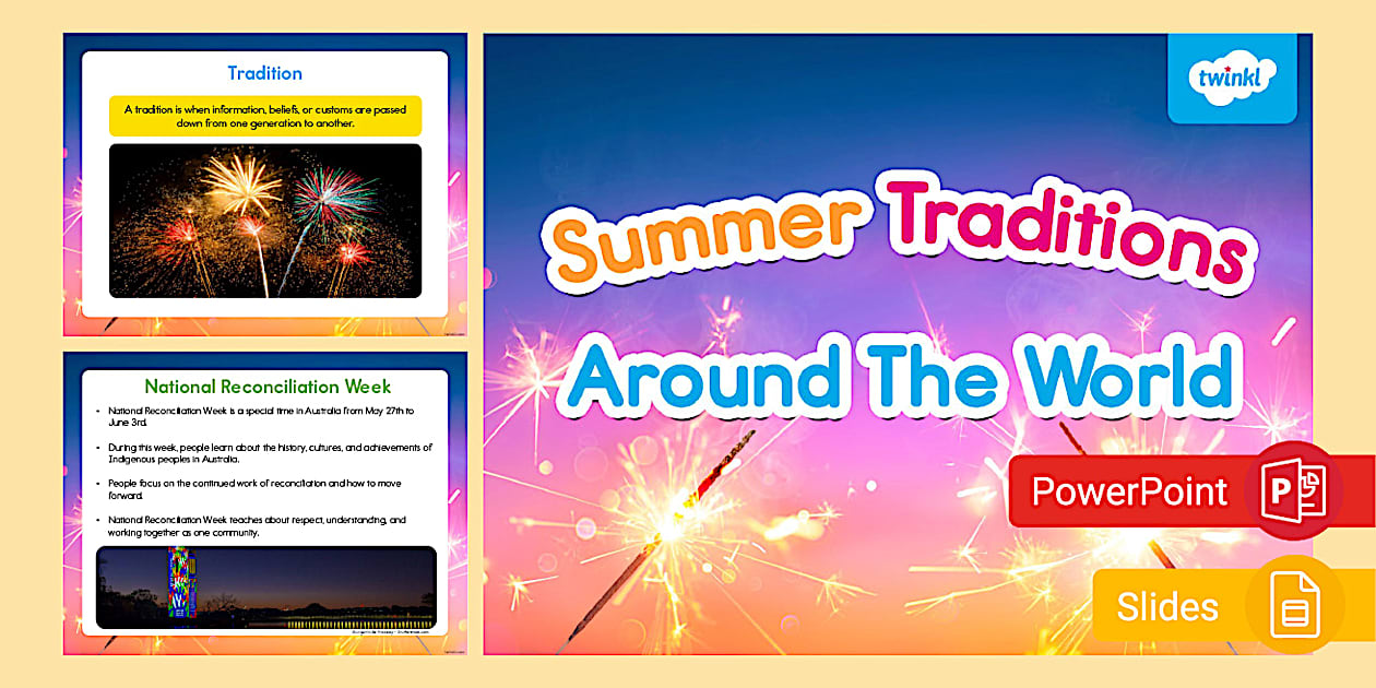 Summer Traditions Around the World PowerPoint Slides K-2nd