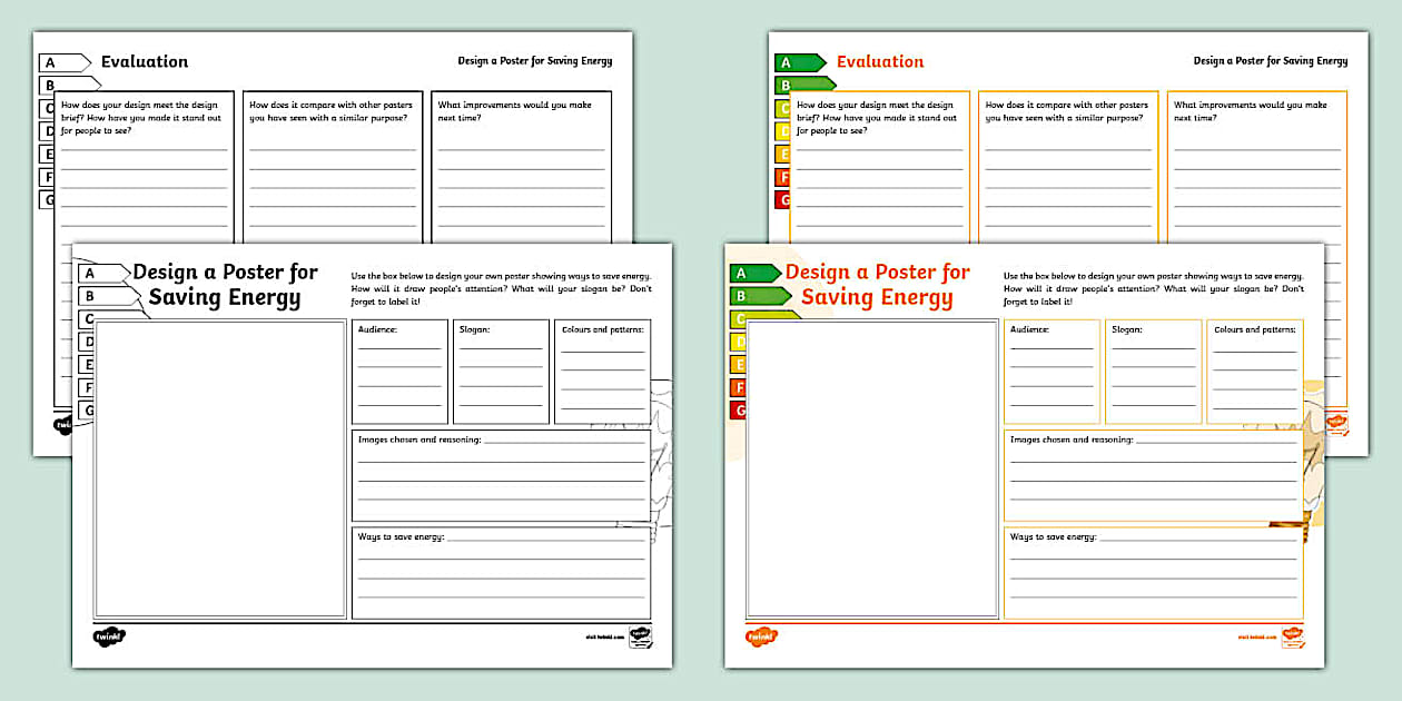 Design a Poster for Saving Energy Worksheet (teacher made)