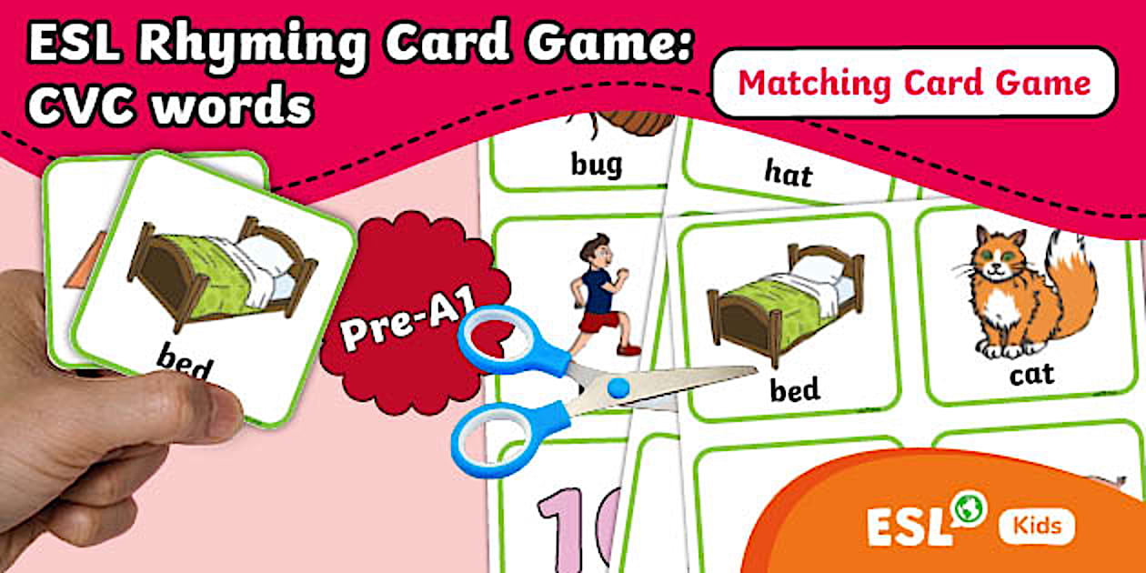 ESL Rhyming Card Game: CVC Words