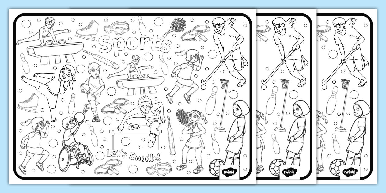 Sports Doodle Colouring Pages - Twinkl - KS1 (teacher made)