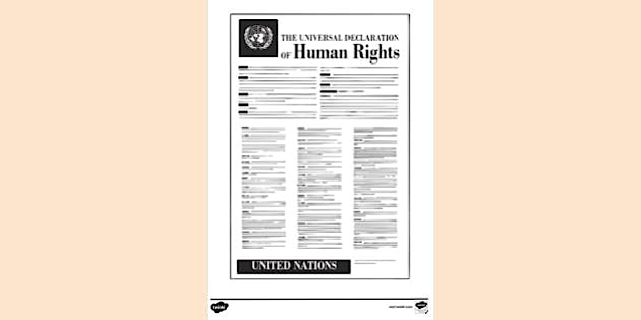 UN Declaration of Human Rights Colouring Sheet - Twinkl