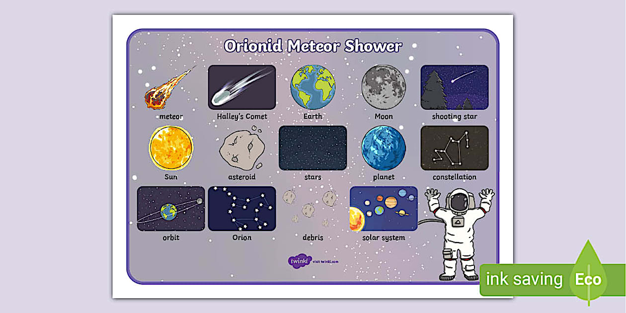 Orionid Meteor Shower Word Mat (teacher made) - Twinkl
